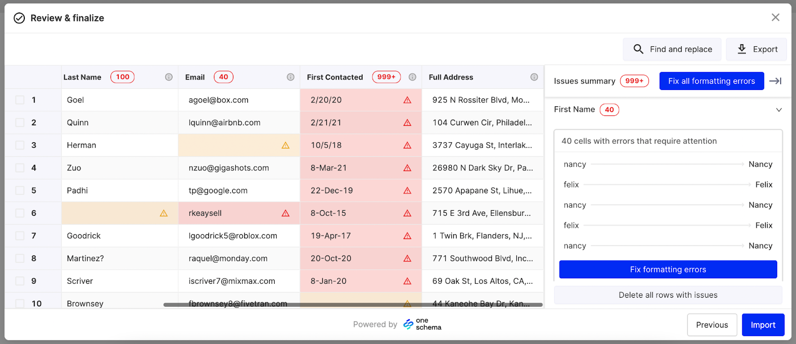 Performance comparison: OneSchema vs. Flatfile