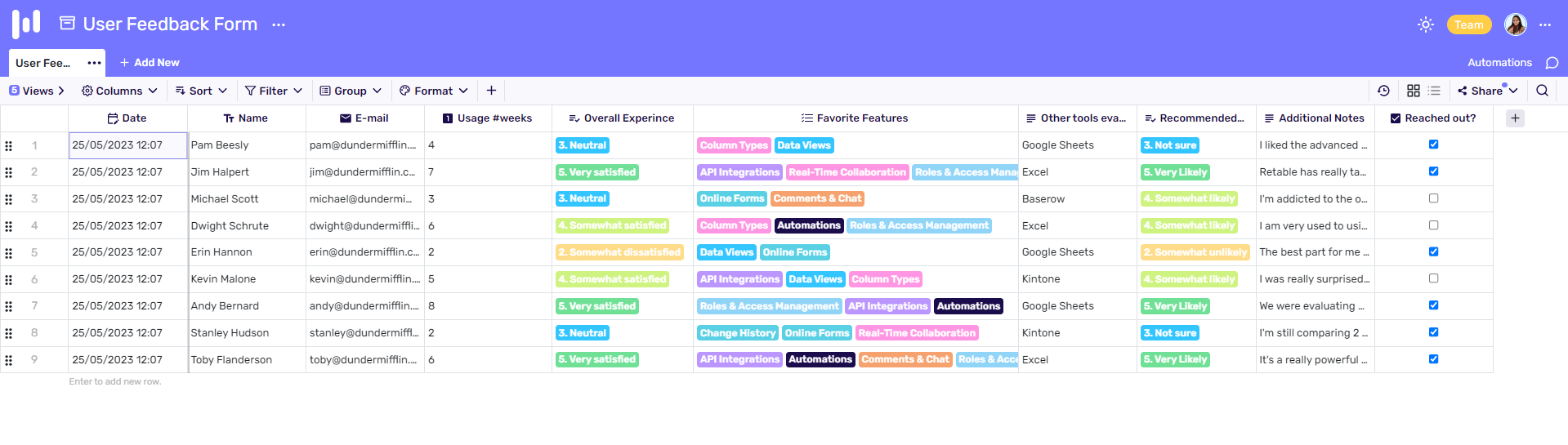 User Feedback Form Spreadsheet Template - Free