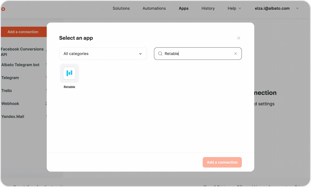 Retable | Connect Retable with Albato