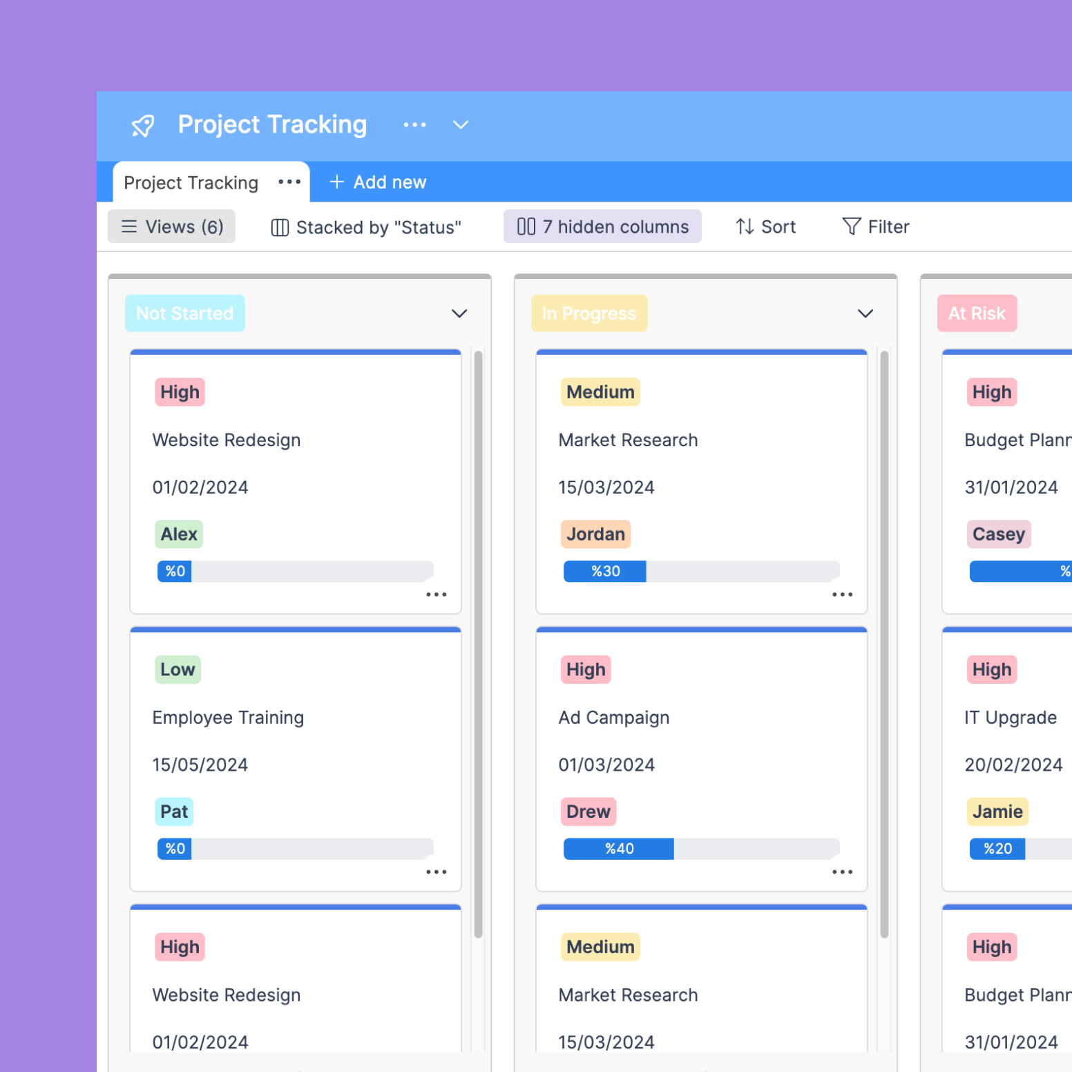 Project Tracking Spreadsheet Template | Retable