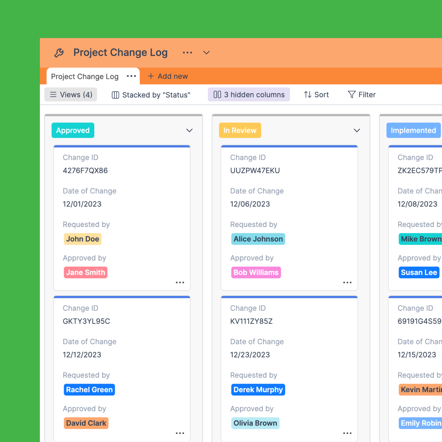Free Project Change Log Spreadsheet Template | Retable