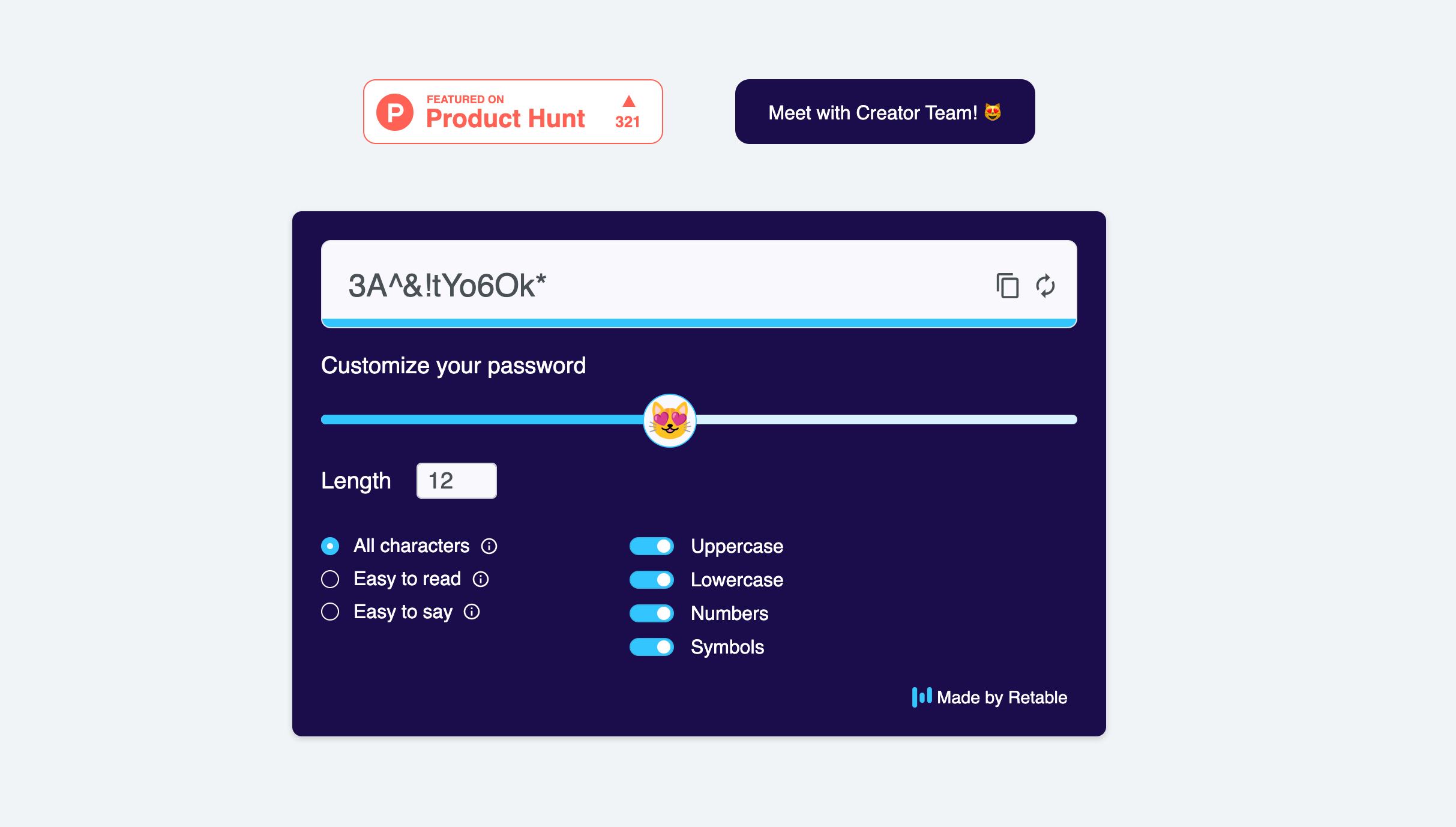 Retable Password Generator | Safe & Strong Passwords