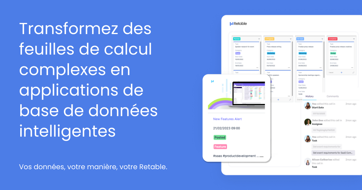 Tableur en ligne gratuit | Collaborez en temps réel | Retable