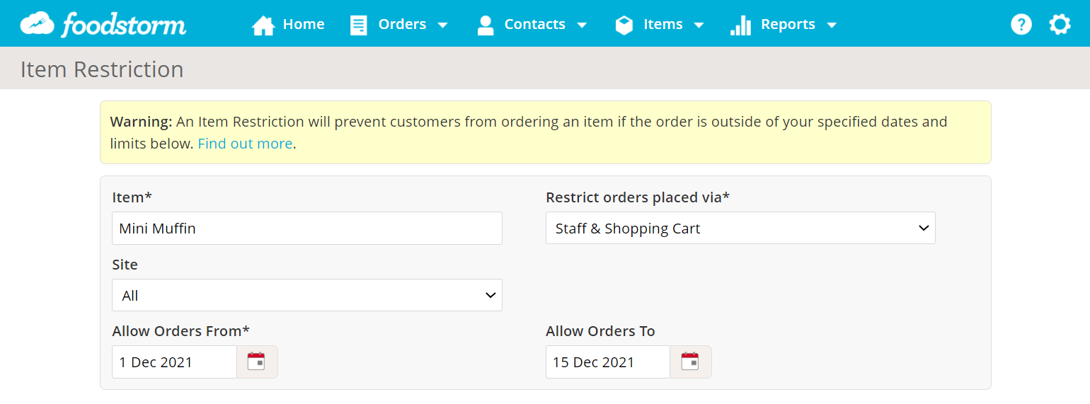 Feature Spotlight: Item Restrictions | FoodStorm
