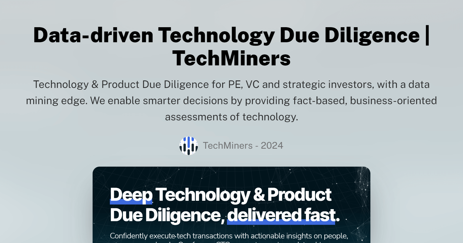 Data-driven Technology Due Diligence | TechMiners