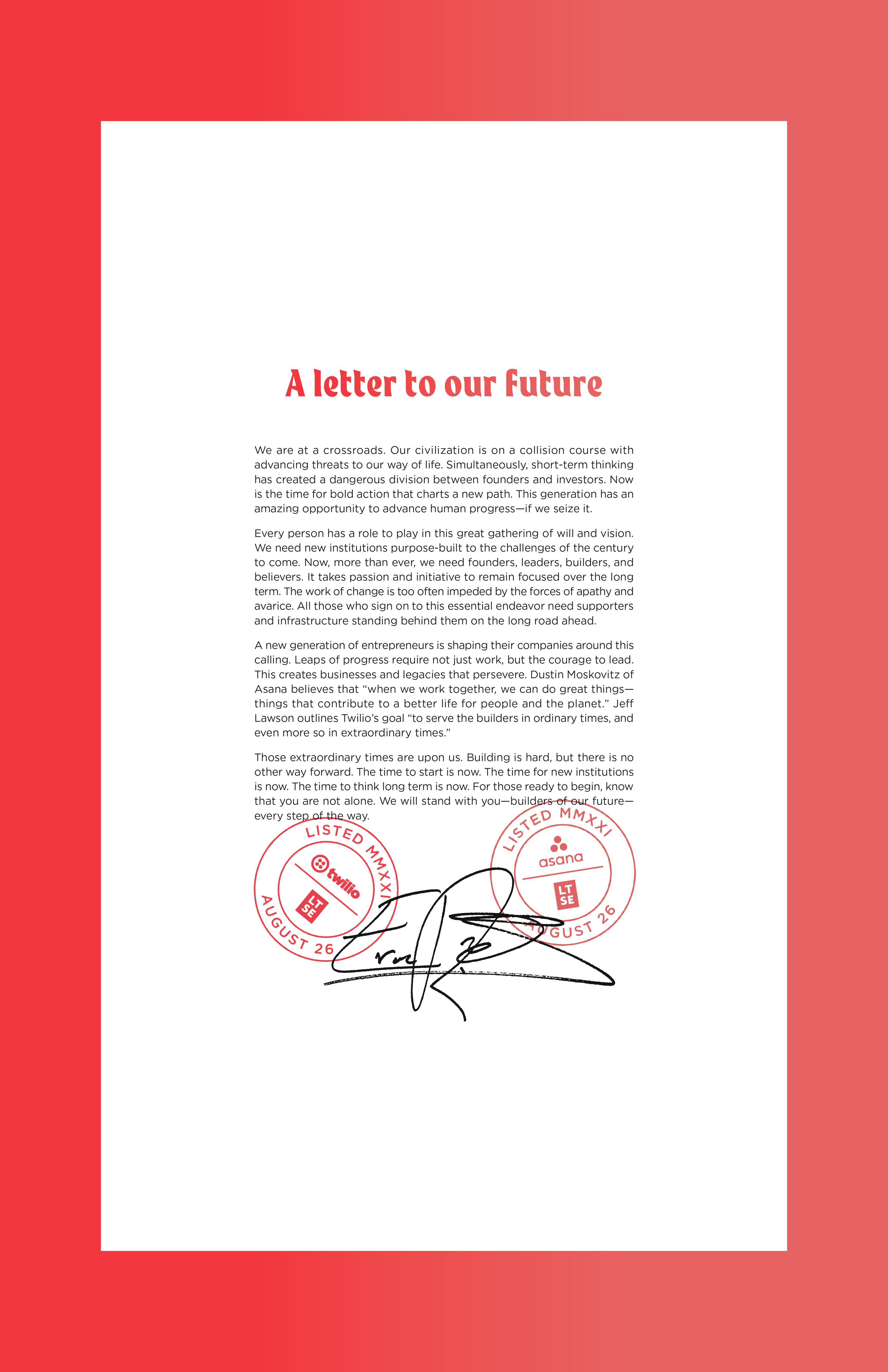A Letter to Our Future