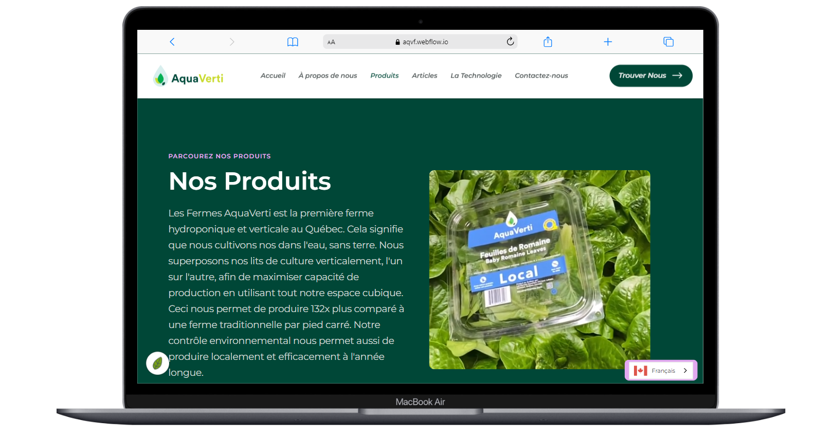 AquaVerti Farms | Nos produits fraîchement cultivés | Quebec, Canada.