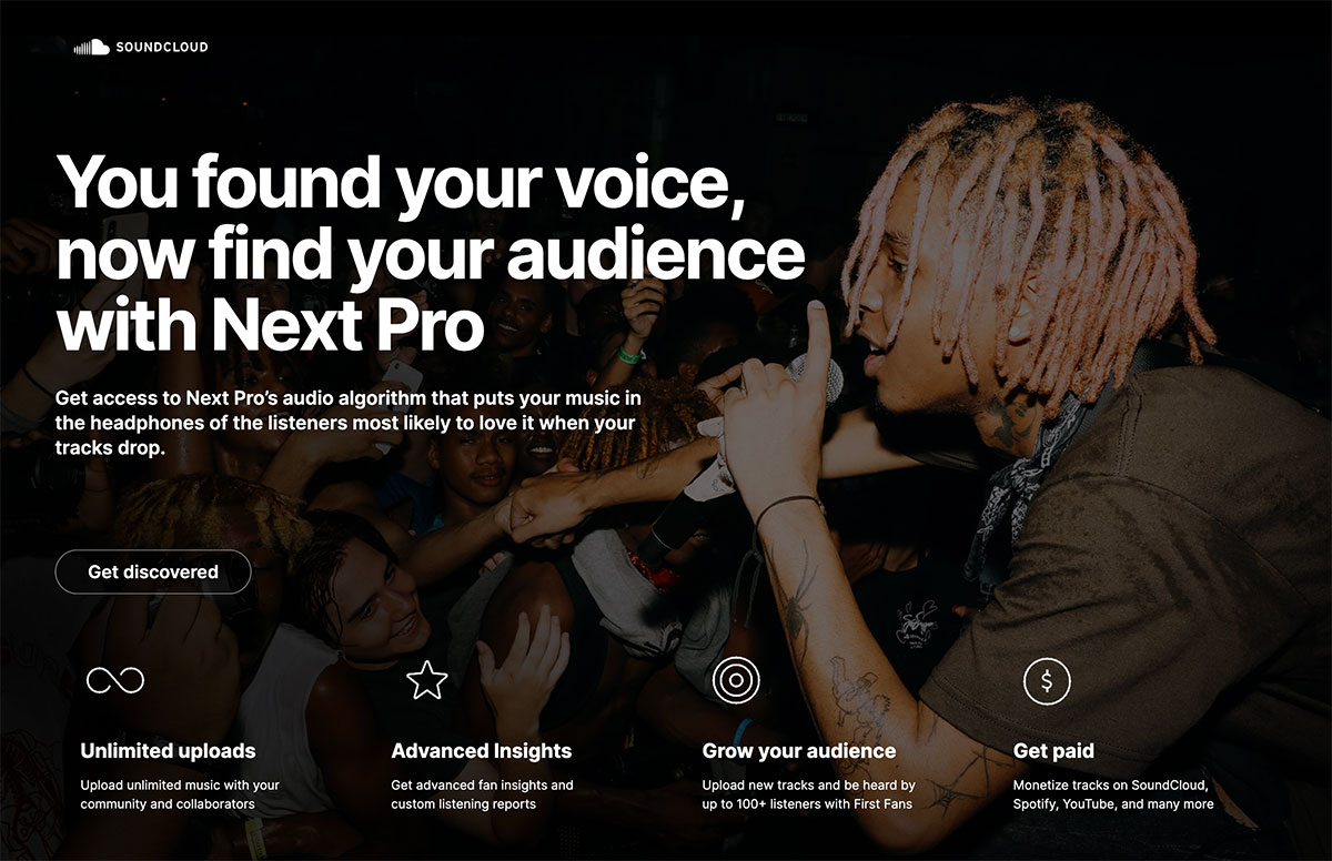 Get access to SoundCloud Next Pro’s audio algorithm and reach more fans
