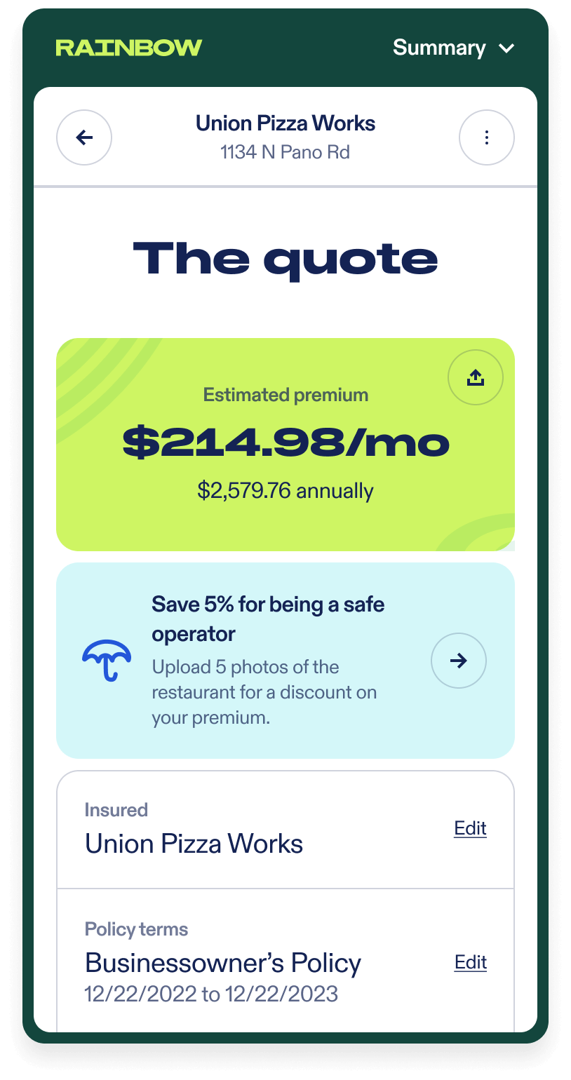 Rainbow | Insurance 100% Built For Restaurants