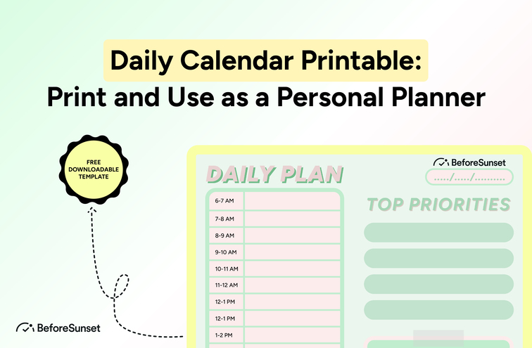 Daily Calendar Printable: Template for Planning