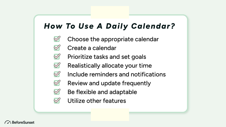 Daily Calendar Printable: Template for Planning