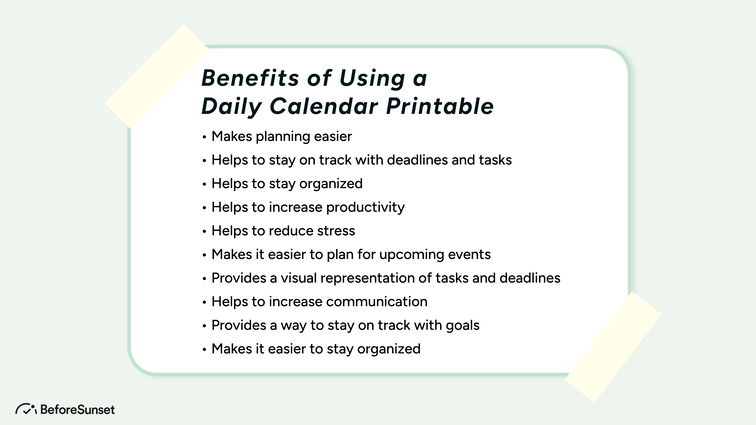 Daily Calendar Printable: Template for Planning