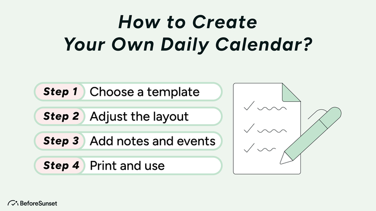 Daily Calendar Printable: Template for Planning