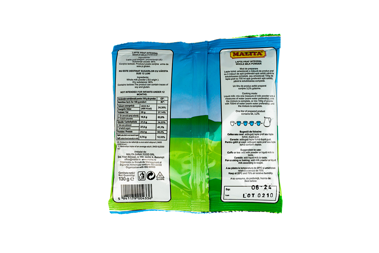 MALITA Lapte Praf Integral 130g