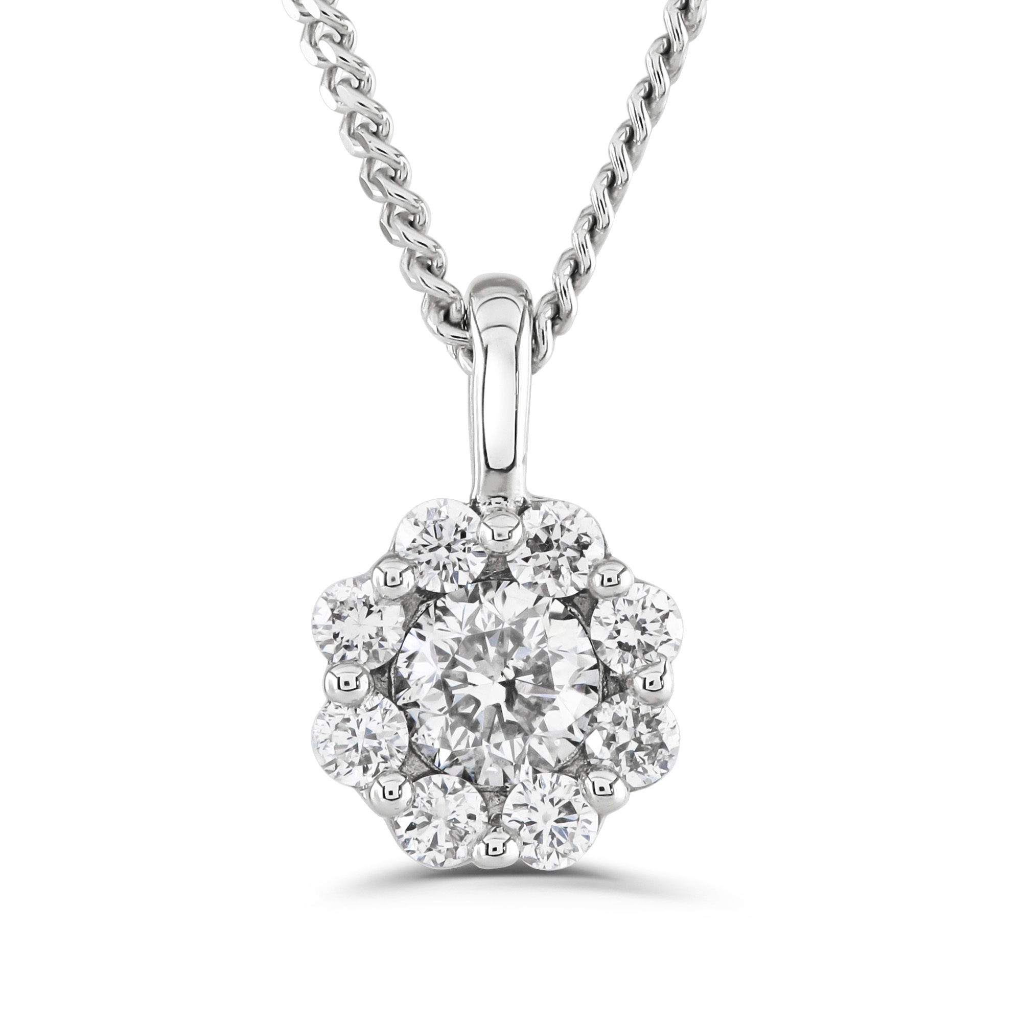 Diamond Daisy Cluster Pendant & Chain (0.50cts) | Bradley's Jewellers York
