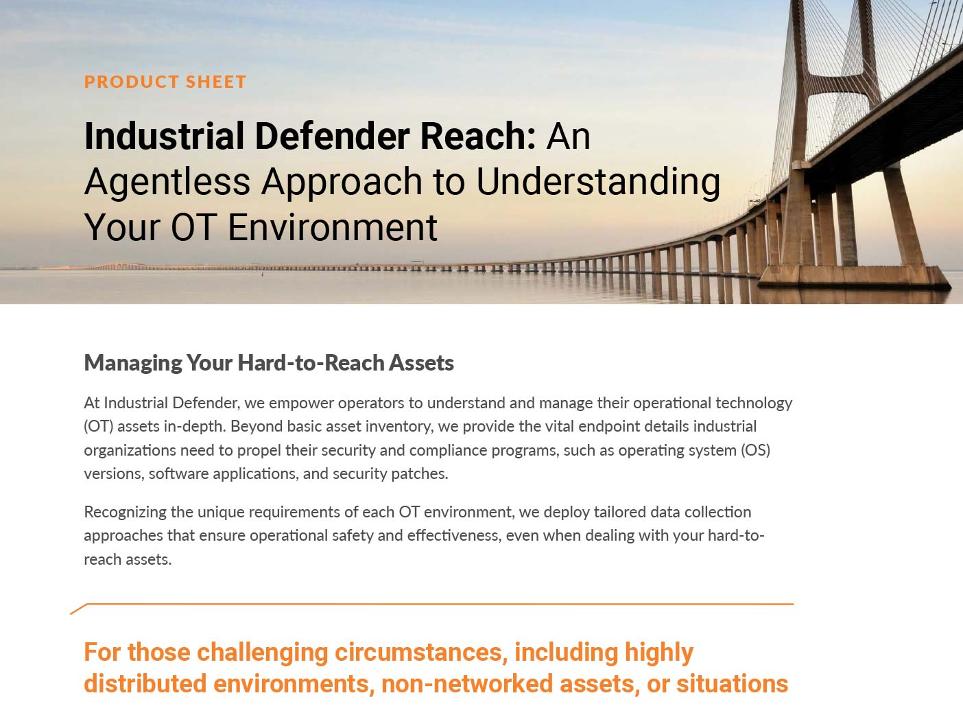 Product Sheet: Industrial Defender Reach - An Agentless Approach to ...