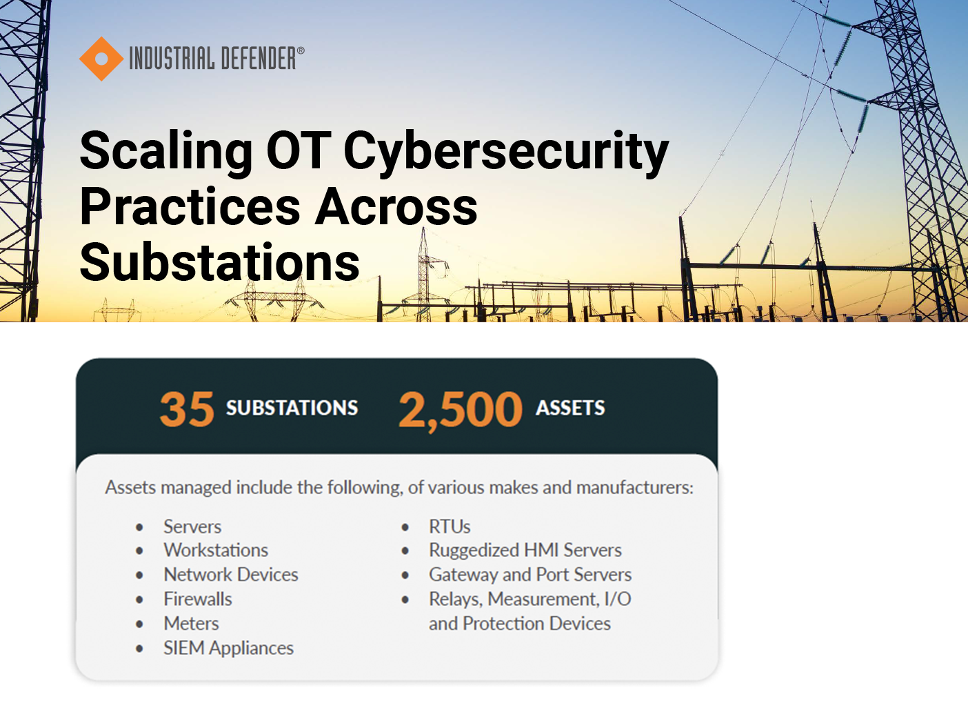 Data Sheet: Scaling OT Cybersecurity Practices Across Substations | Industrial Defender