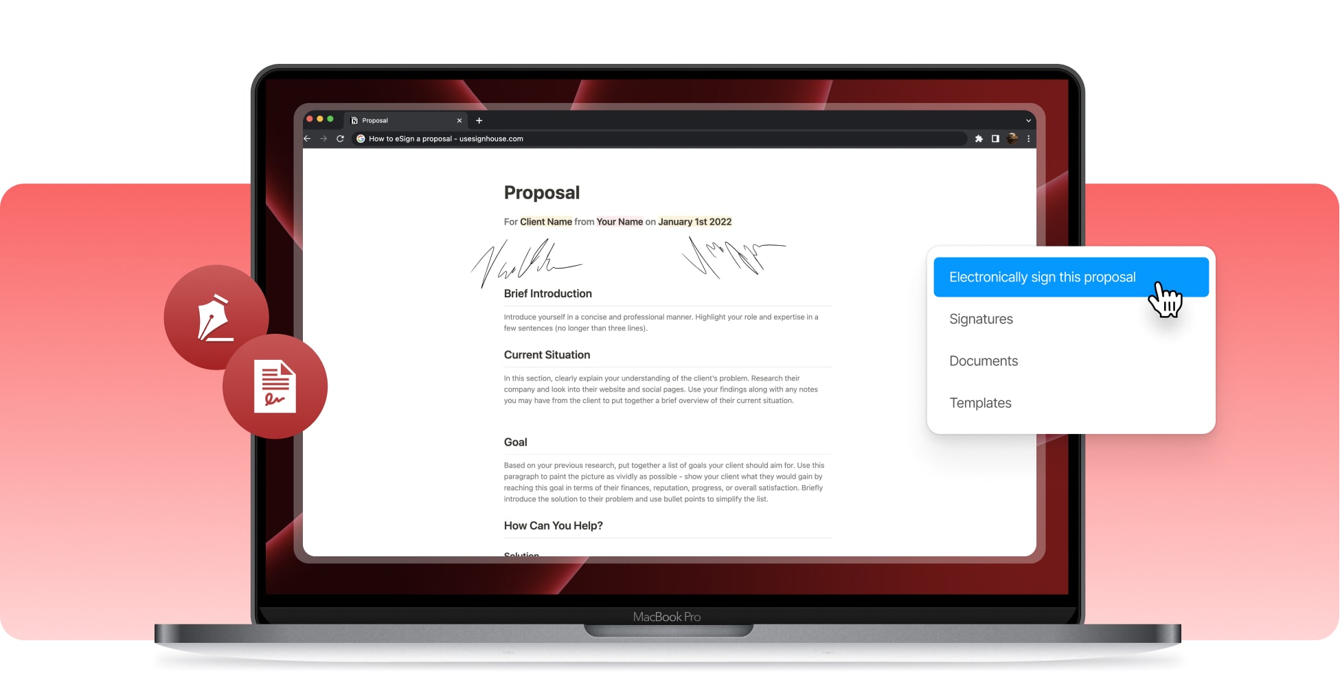 Add signature to proposal, the 100% faster way