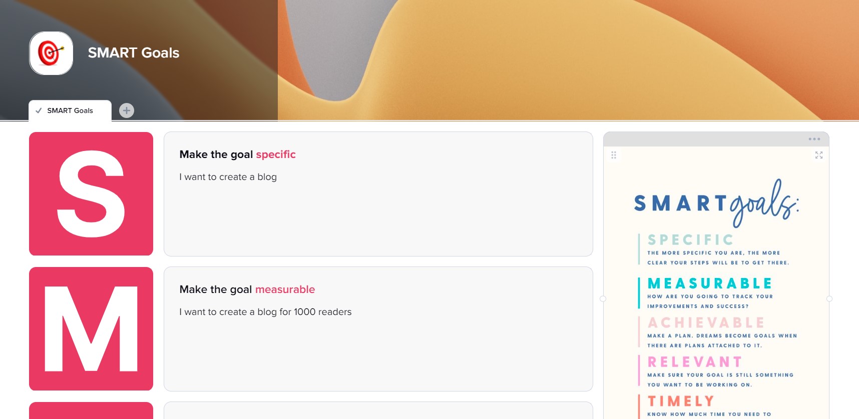 SMART Goals Template with examples for free – xTiles