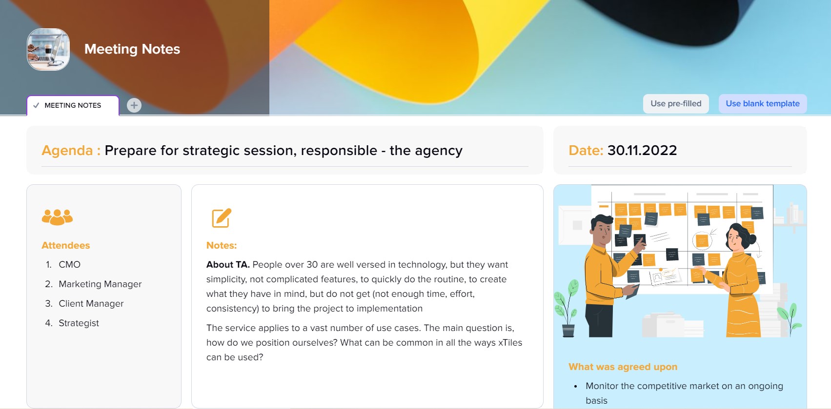 Meeting Notes Template online – much better than Word | xTiles