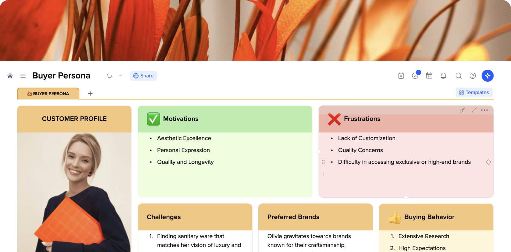 Buyer Persona Template online for Free - xTiles