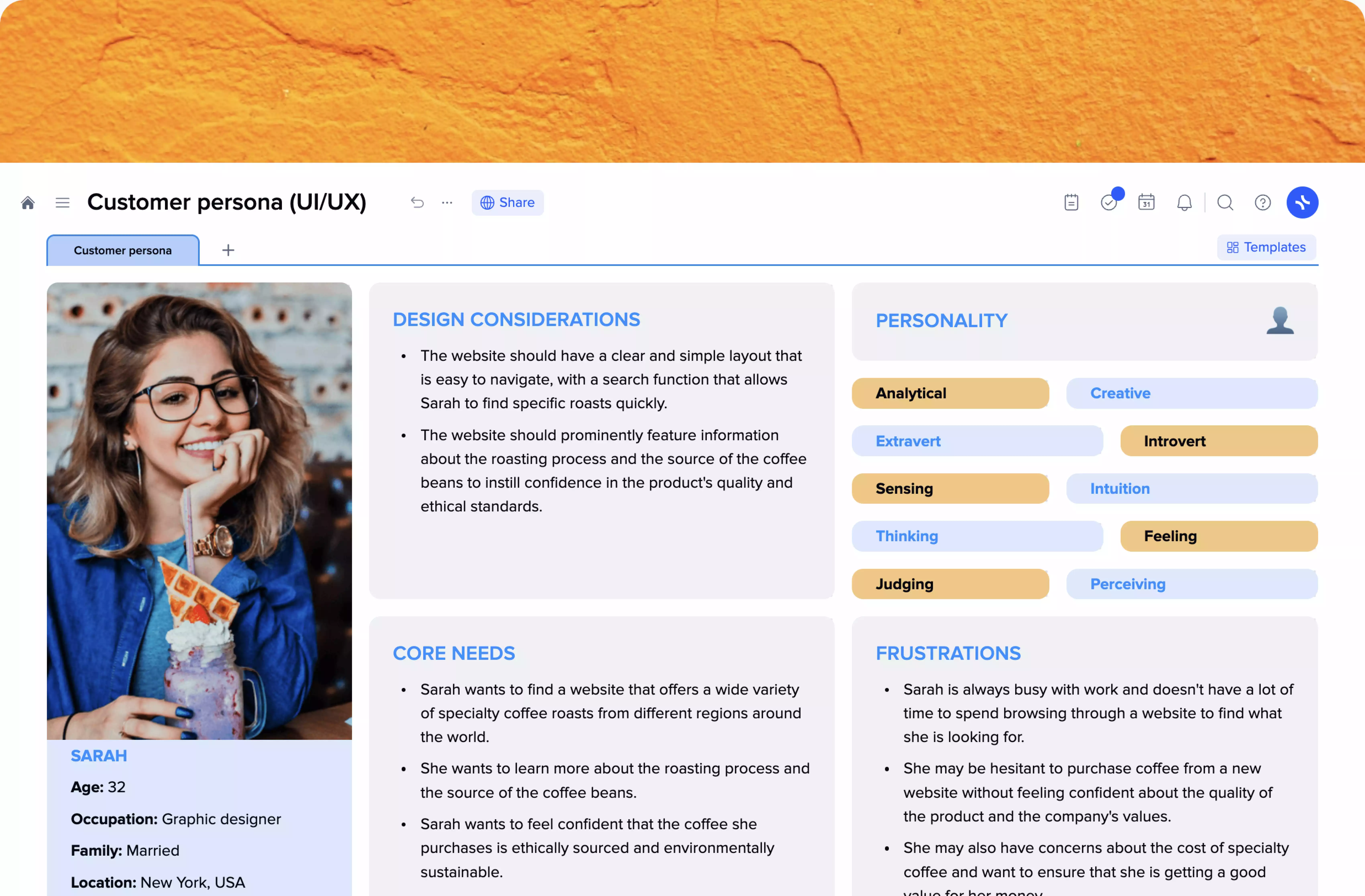 Buyer Persona Template online for Free - xTiles