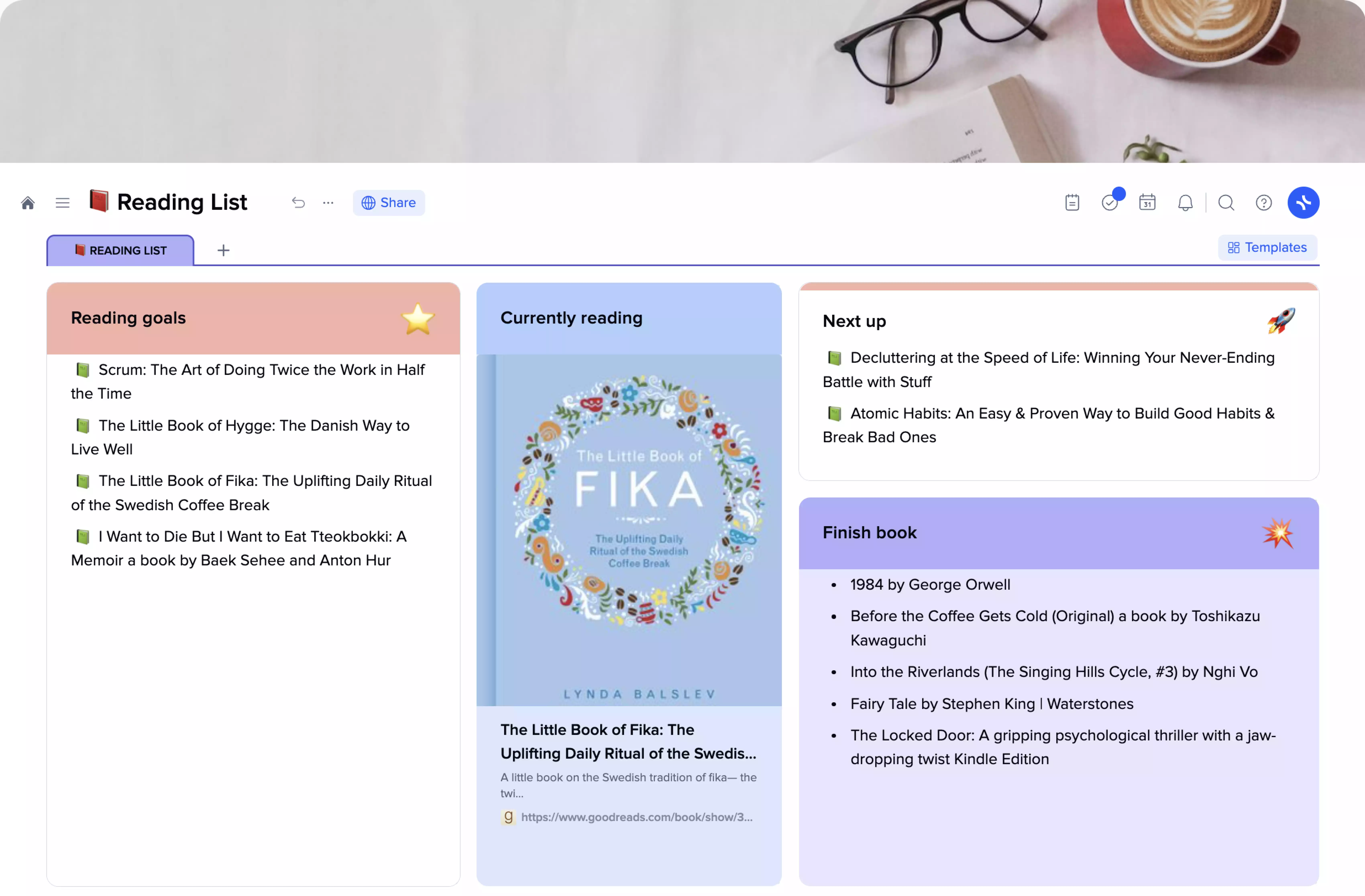 Creating a Reading List with a Free Template | xTiles