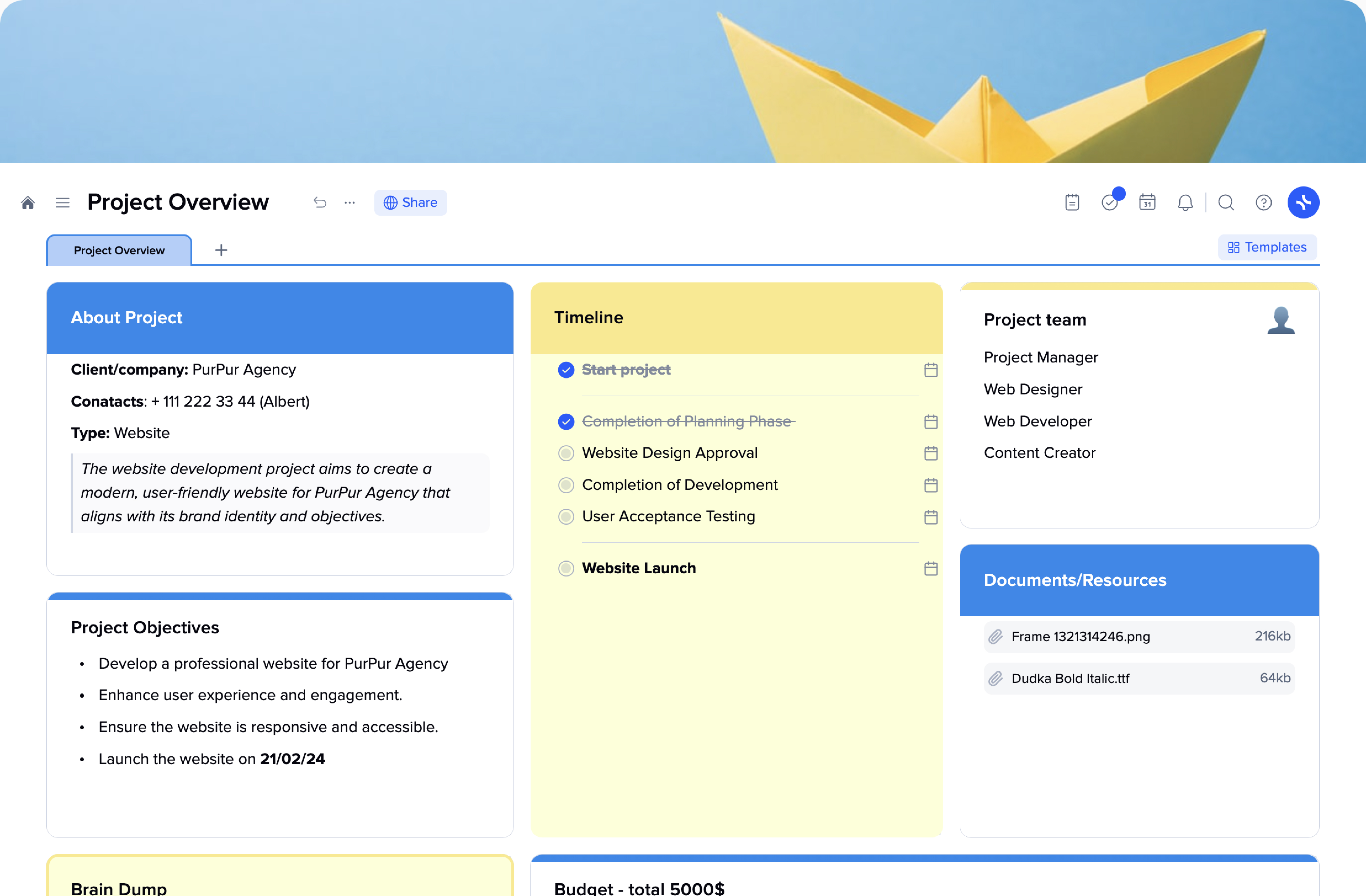 Project Overview Template for Free - much better than PowerPoint