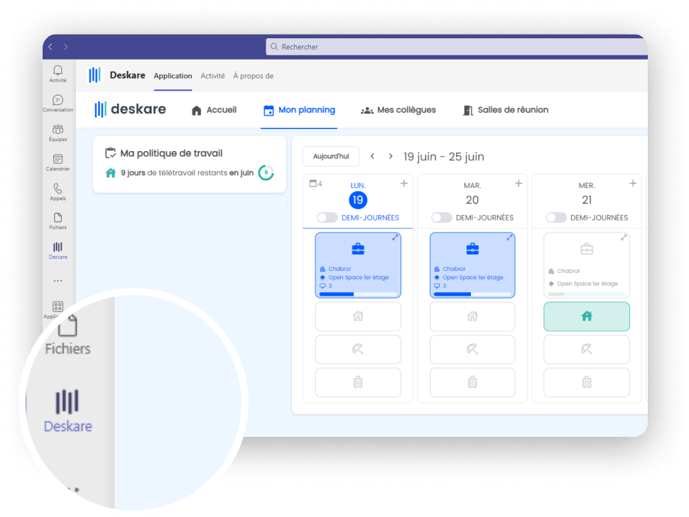 Découvrez l'intégration Deskare dans Microsoft Teams