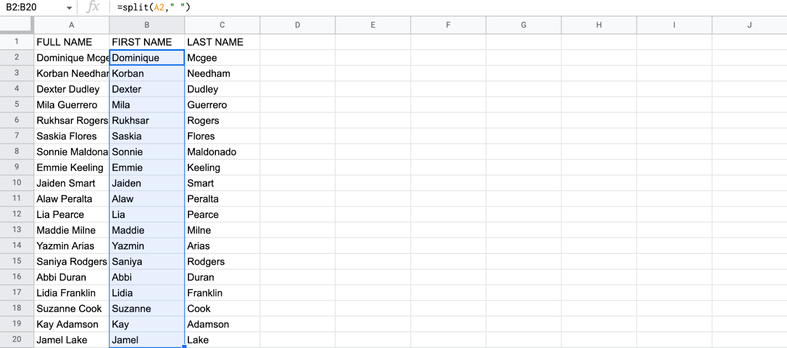 How To Split First And Last Name In Google Sheets Easiest Way 