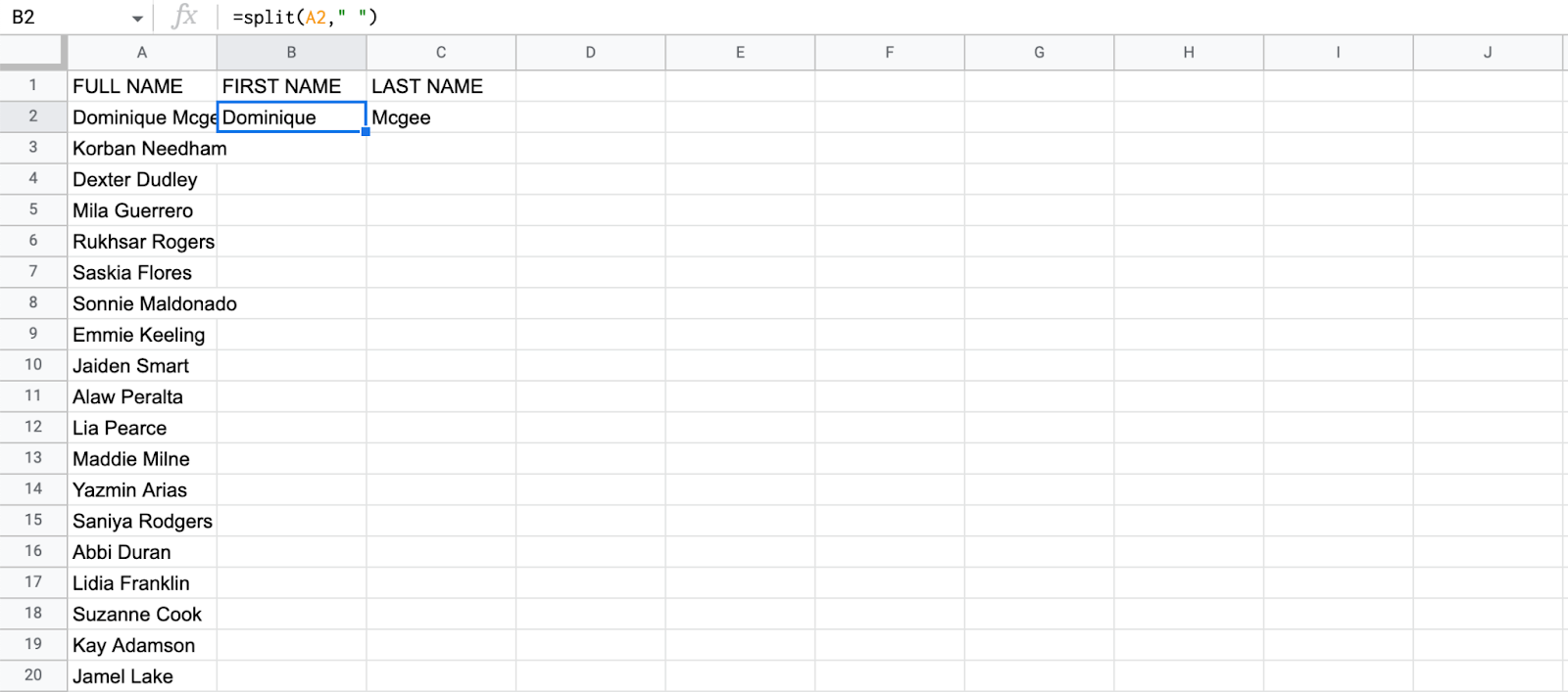 How To Split First And Last Name In Google Sheets Easiest Way 