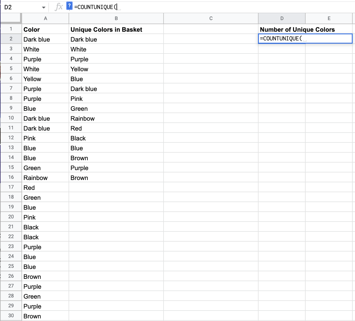 How To Count Unique Values In Google Sheets Best Method 2024