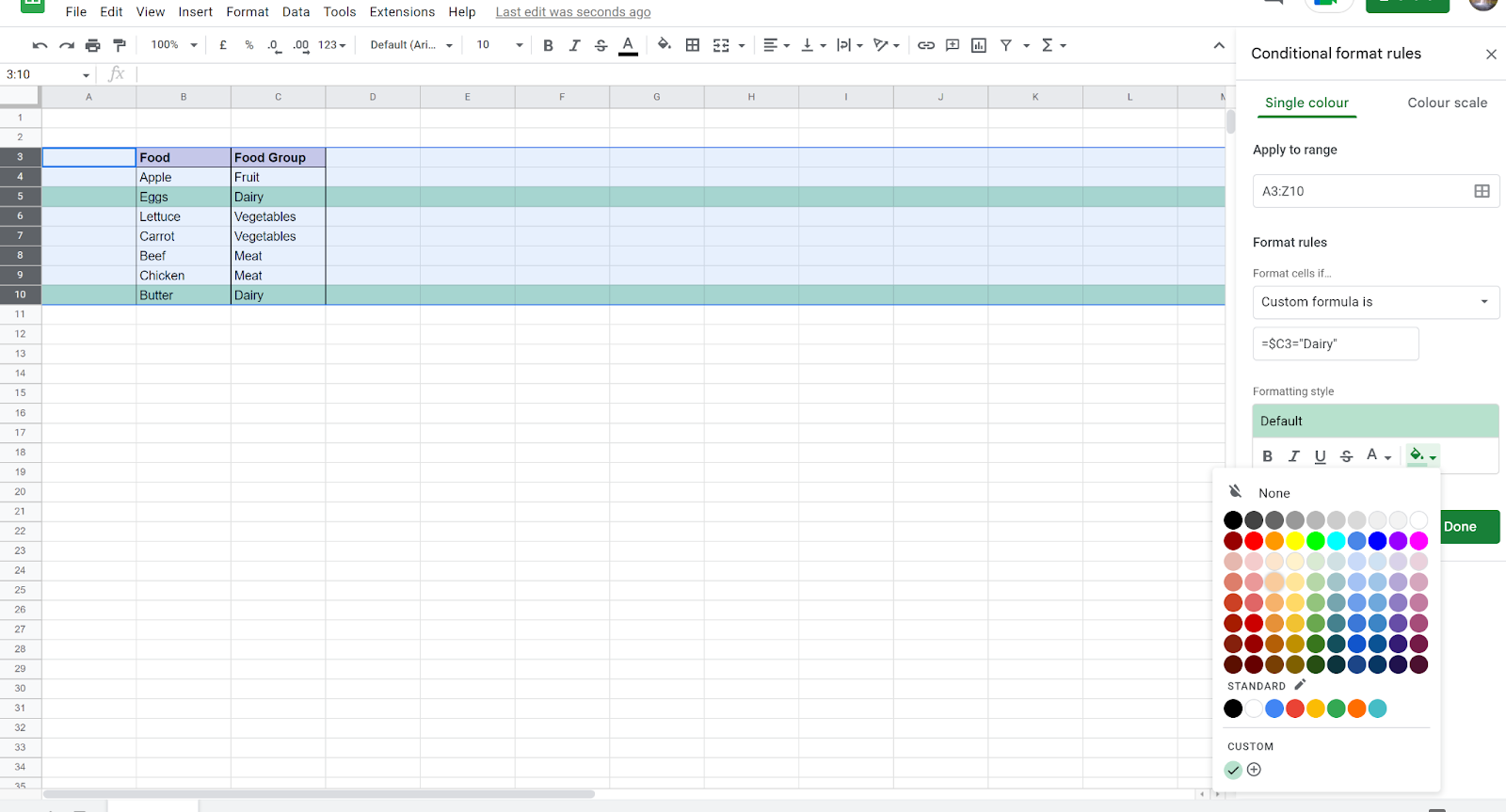Change Row Color Based On A Cell Value In Google Sheets
