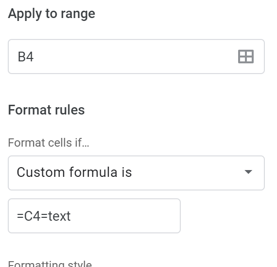 Conditional Formatting If Another Cell Contains Text In Sheets