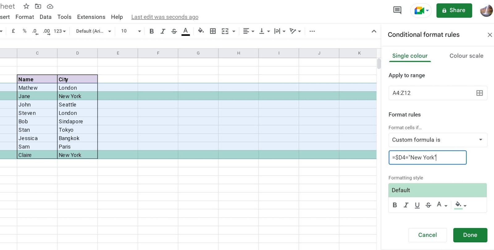 Highlight A Row Based On A Cell Value In Google Sheets Lido app
