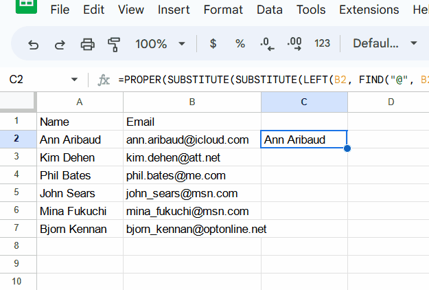 Extract Name From Email Address In Google Sheets 2024 Update 