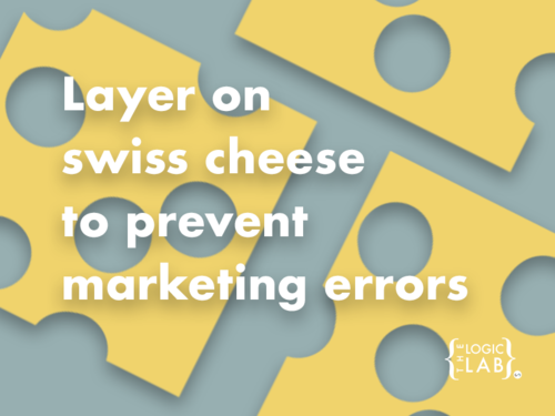 Layer on swiss cheese to prevent marketing errors