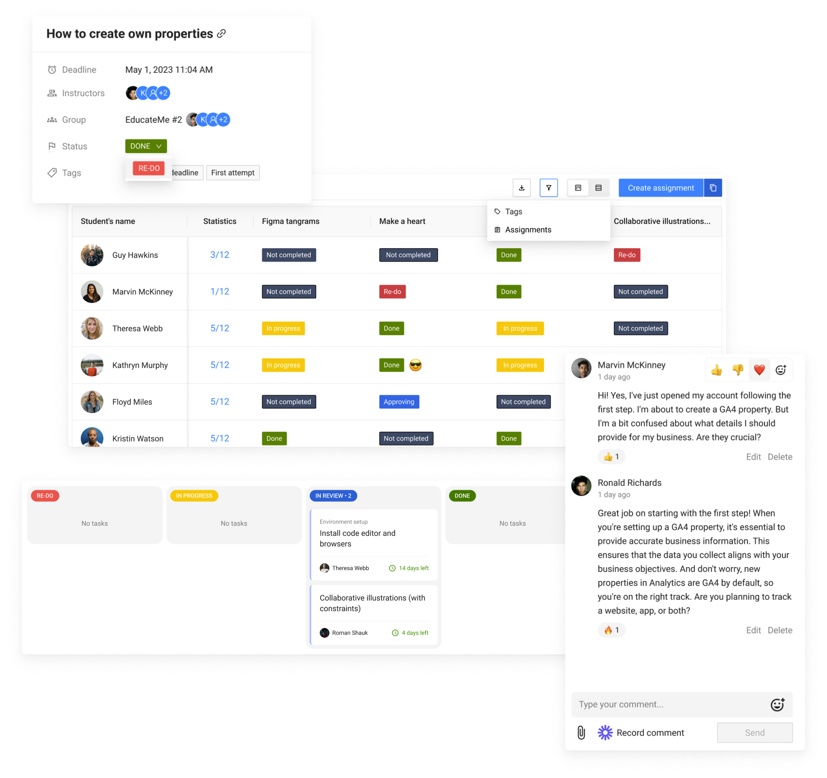 Efficient assignment management system: homework and learner focus