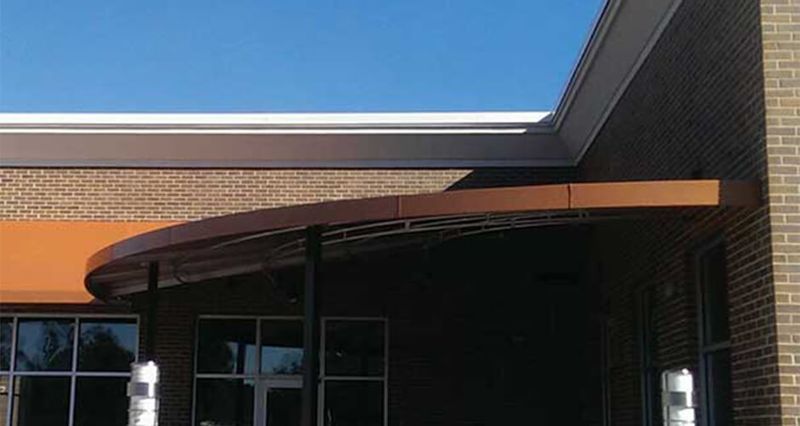Custom Commercial Post-Supported Curved Aluminum Canopies
