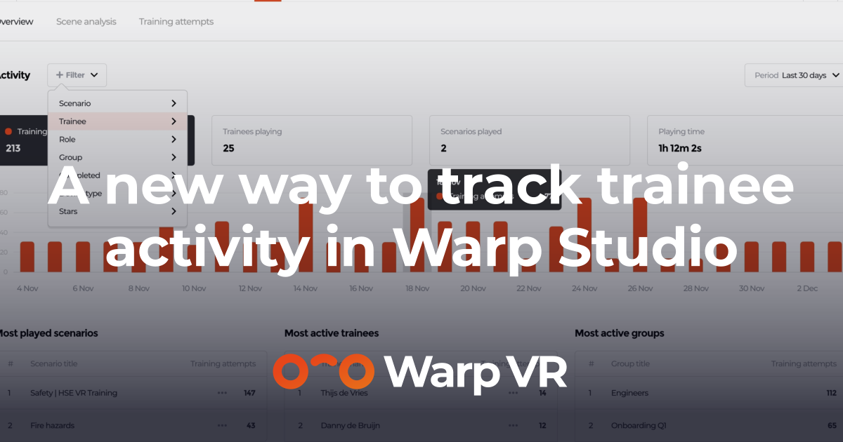 A new way to track trainee activity in Warp Studio - Warp VR