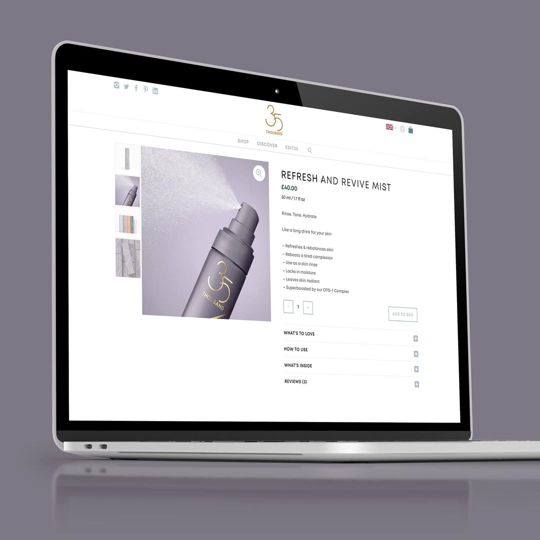 Website design for digital health and beauty influencer, 35 Thousand