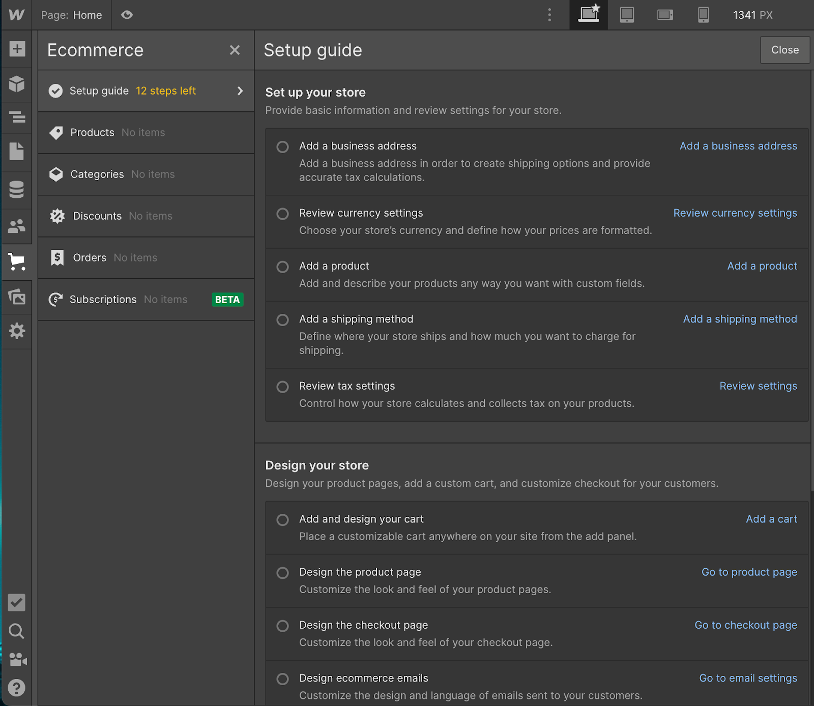 How to start an ecommerce on Webflow?