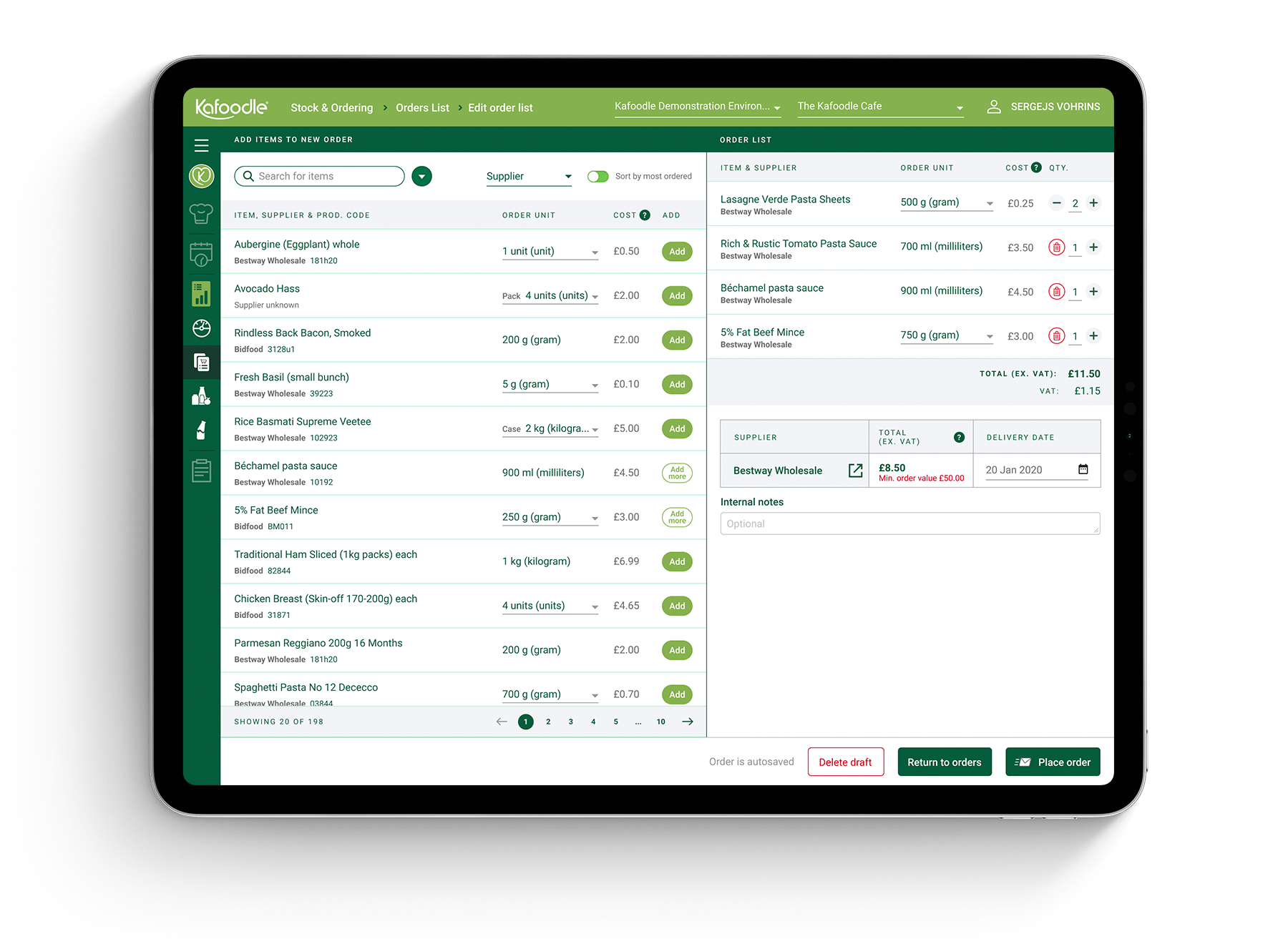 Stock & Ordering - Award-winning recipe & menu management software for ...