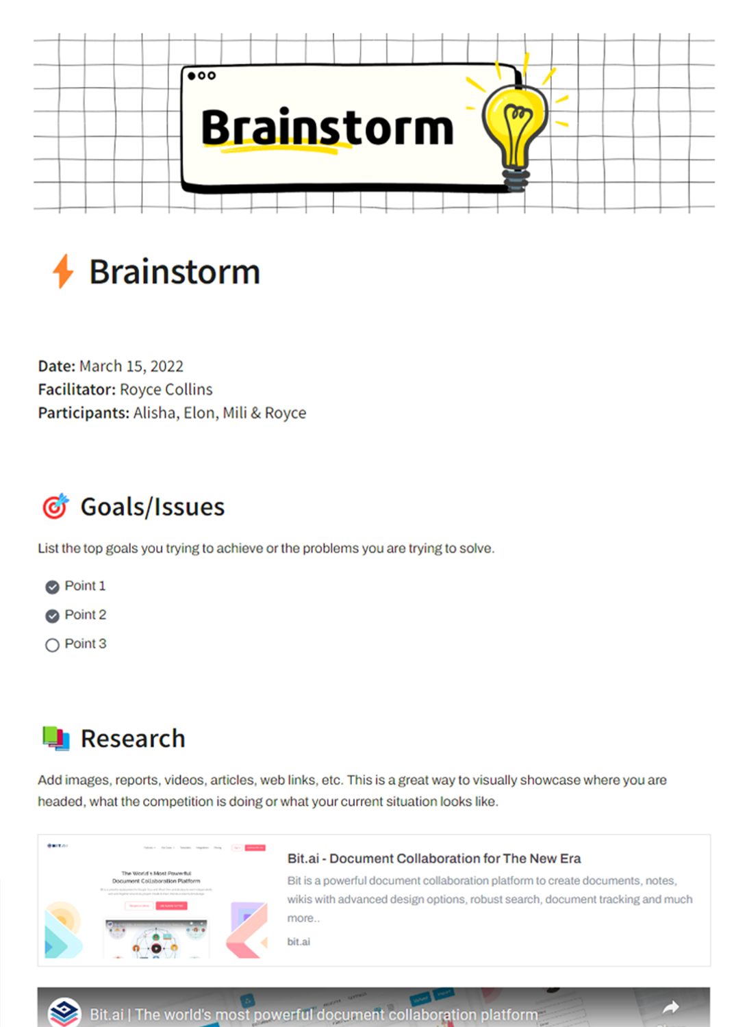 Brainstorming Template | Bit.ai