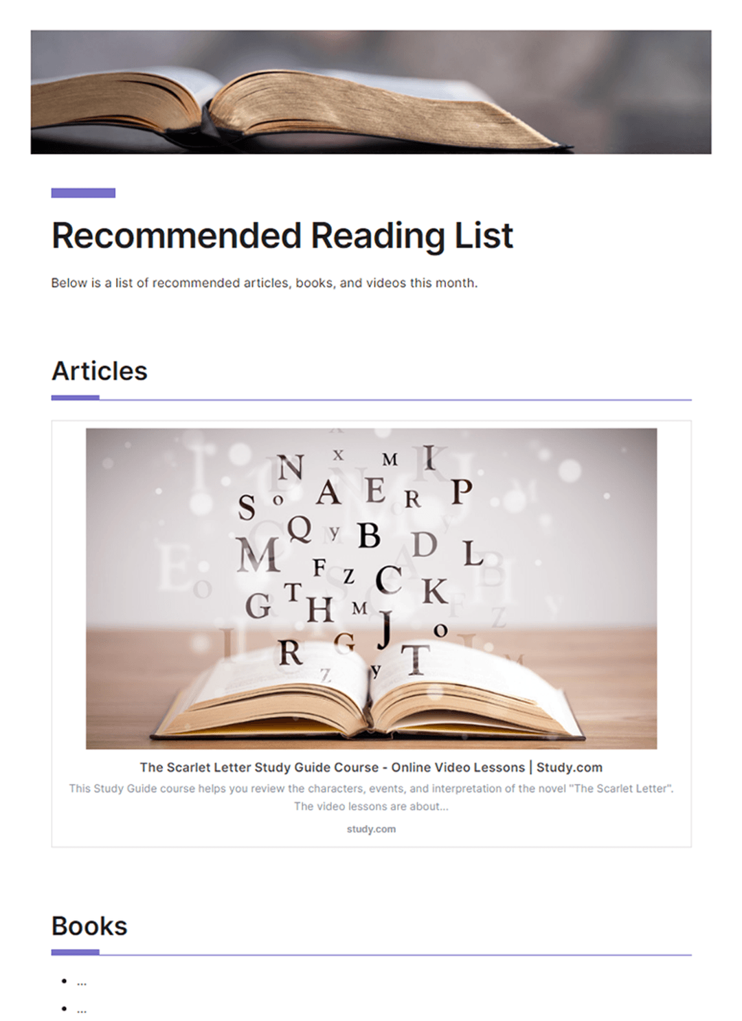 Recommended Reading Template | Bit.ai