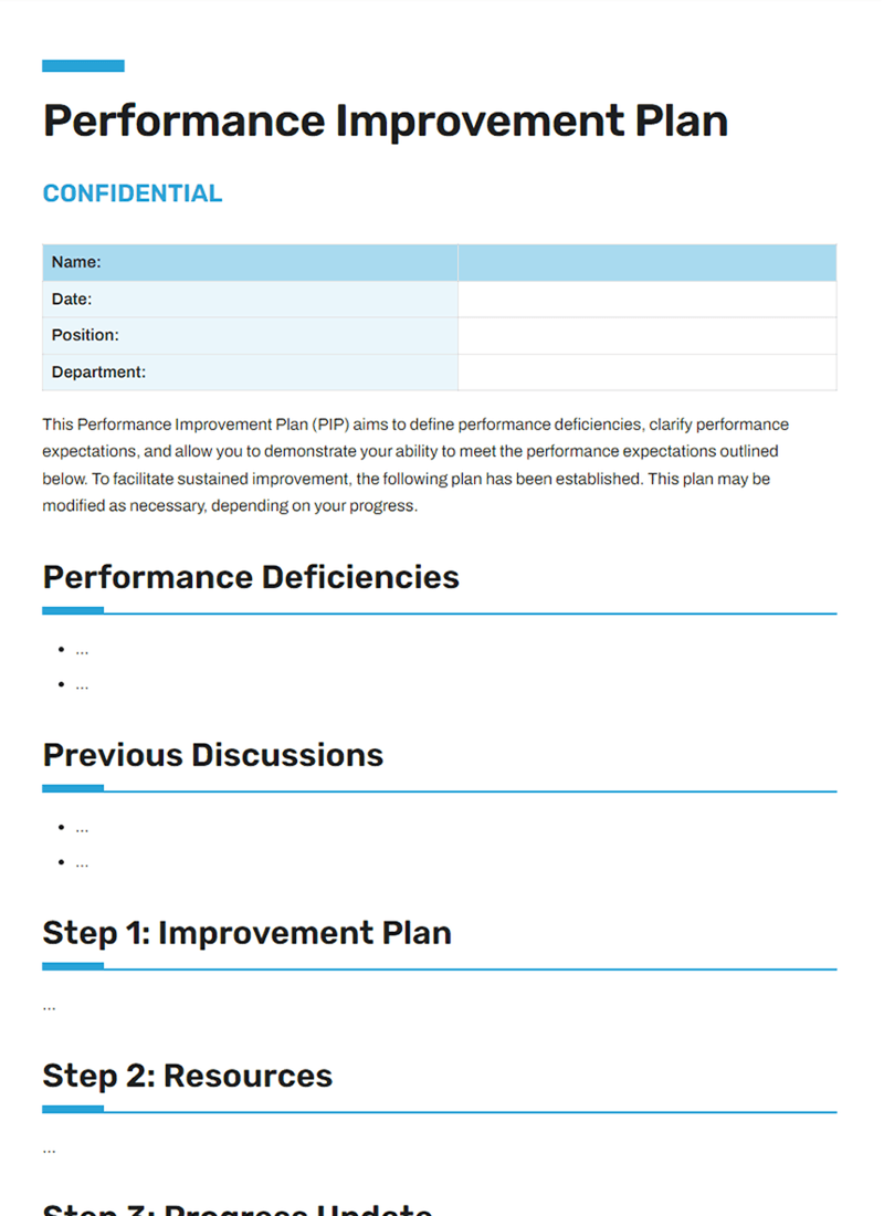 Performance Improvement Plan Template | Bit.ai
