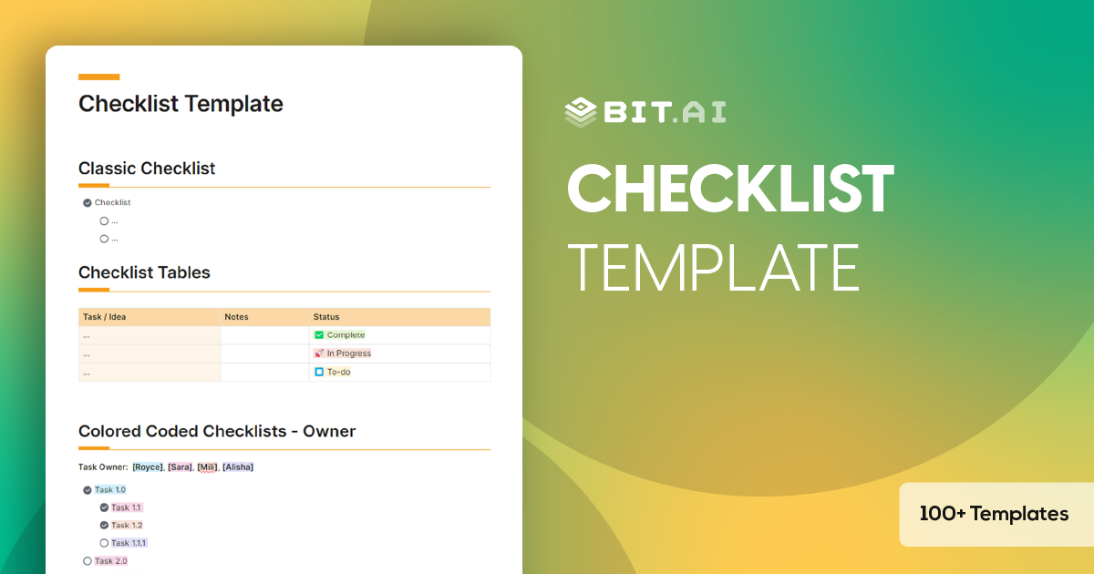 Checklist Template | Bit.ai