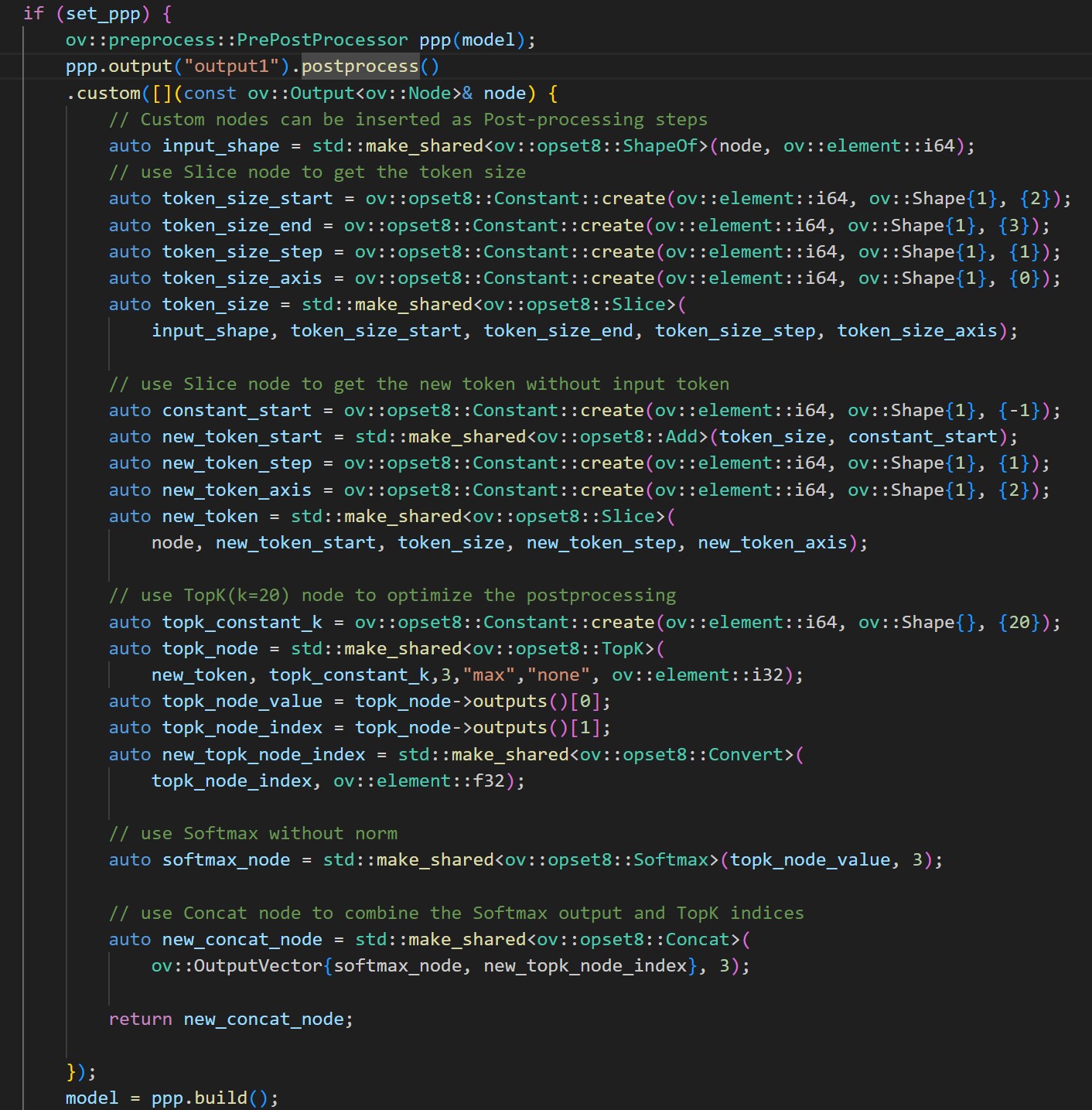 OpenVINO™ Blog | Optimize the Post-processing of GPT2 with PPP Custom Operation
