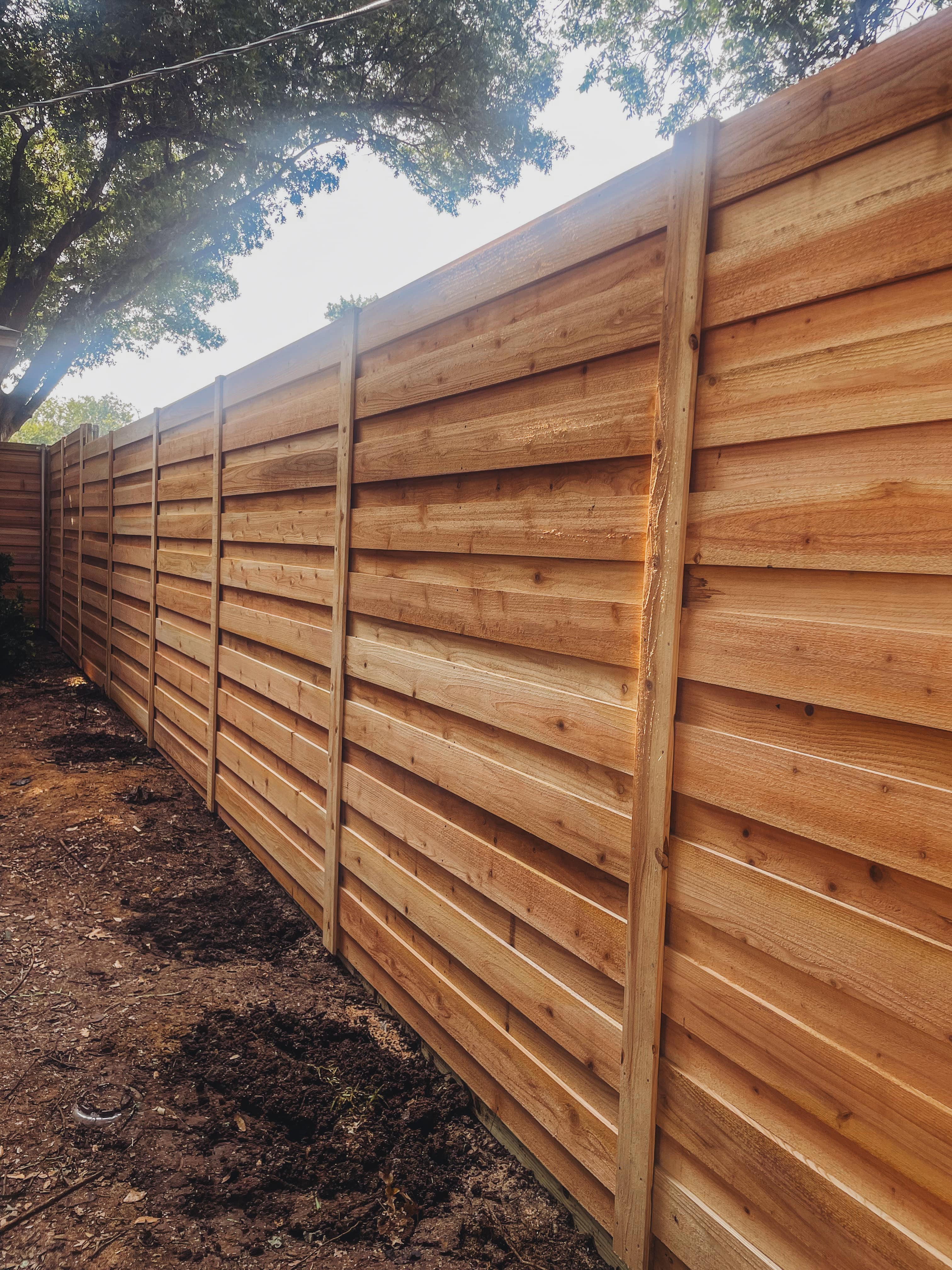 Horizontal Cedar Fence Installation in Dallas, TX - Texas Select Fencing