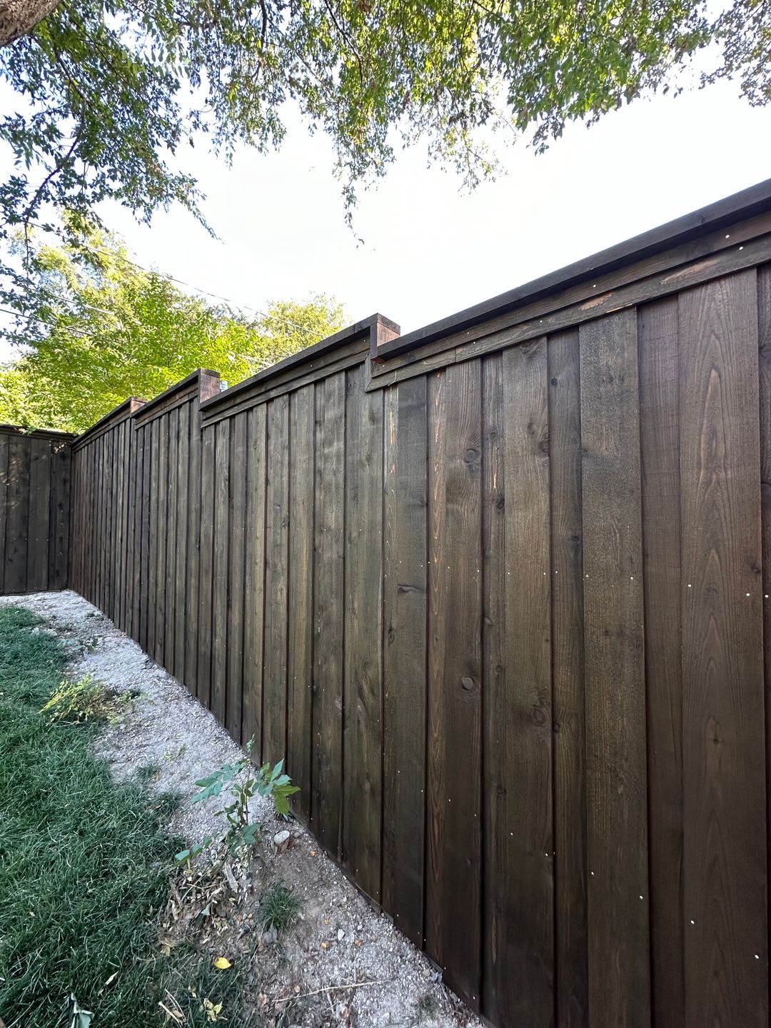 8' Board-on-board Cedar Fence - Black Walnut Stain by Pro Seal - Texas ...